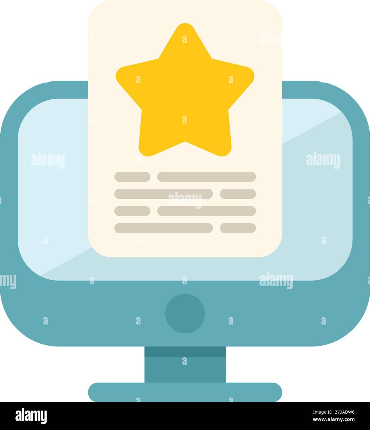 Desktop computer displaying a customer review with a five star rating ...