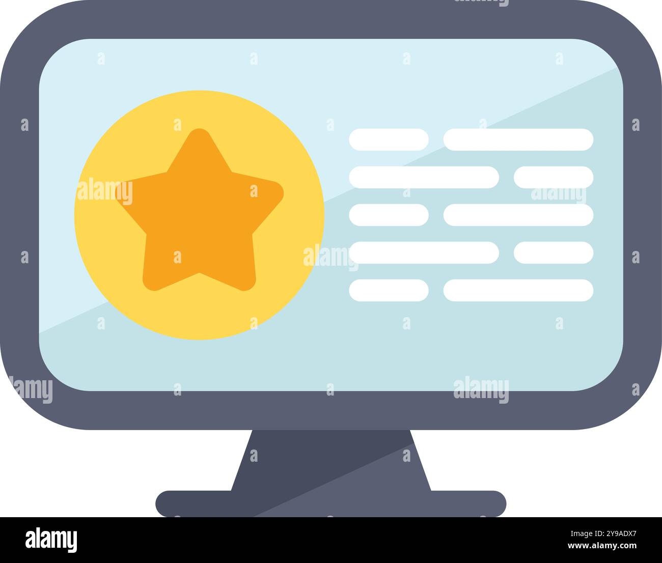 Desktop computer is displaying a customer review highlighted by a gold ...