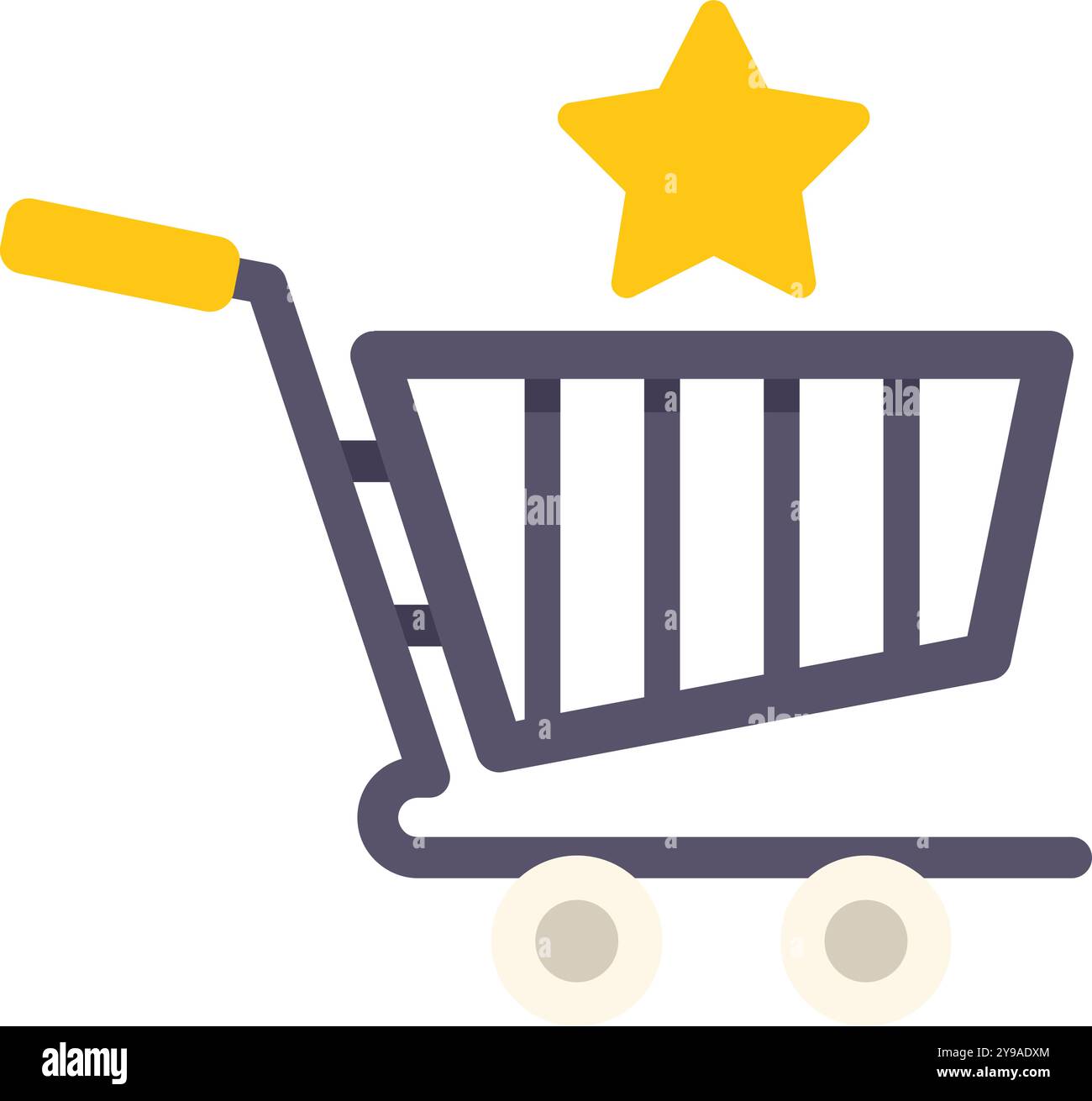 Minimalist vector illustration of a shopping cart carrying a big golden ...