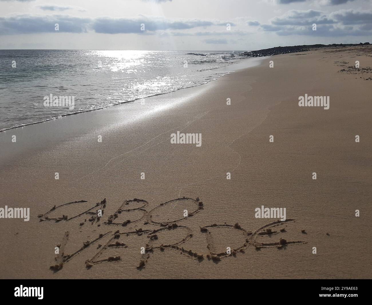 Santa Maria Beach, Sal, Cape Verde, Africa: Sign CABO VERDE writen in ...