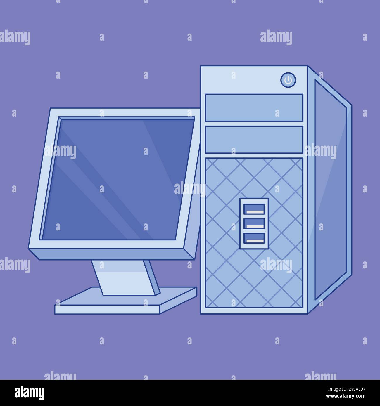 Monitor with Desktop vector illustration. PC Computer icon vector ... Monitor with Desktop vector illustration. PC Computer icon vector ...