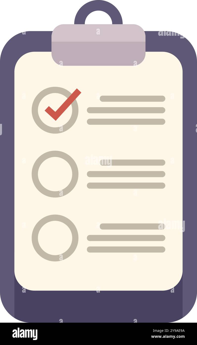 Clipboard with checklist showing check marks for business tasks or agreement, flat vector ...