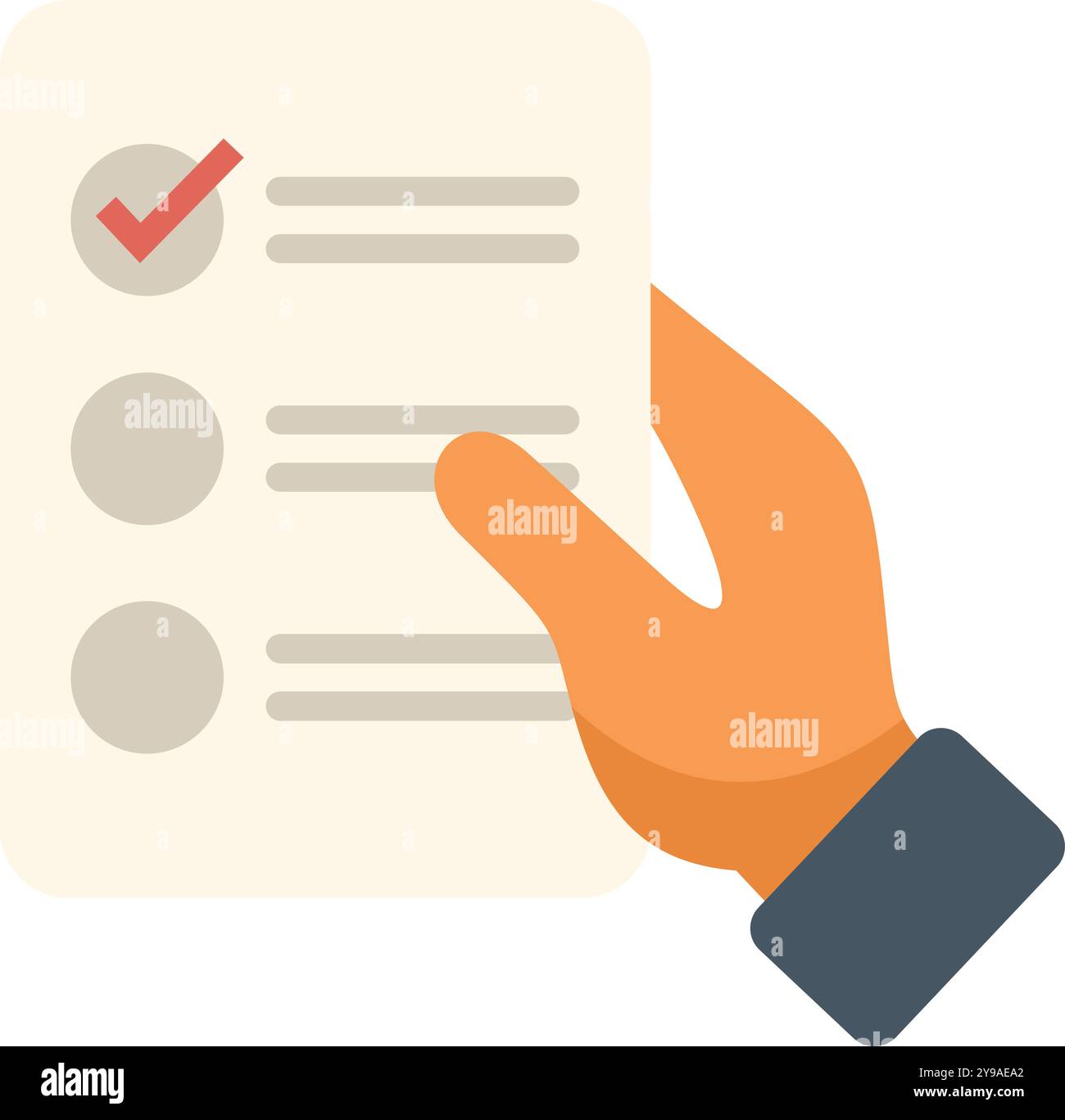 Businessman is holding a checklist and putting a tick in a checkbox ...