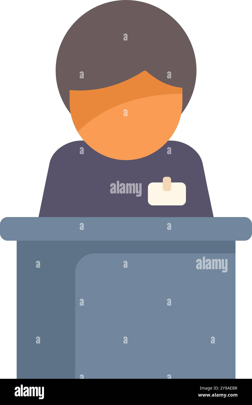 Hotel employee with a name tag standing at the reception desk Stock ...