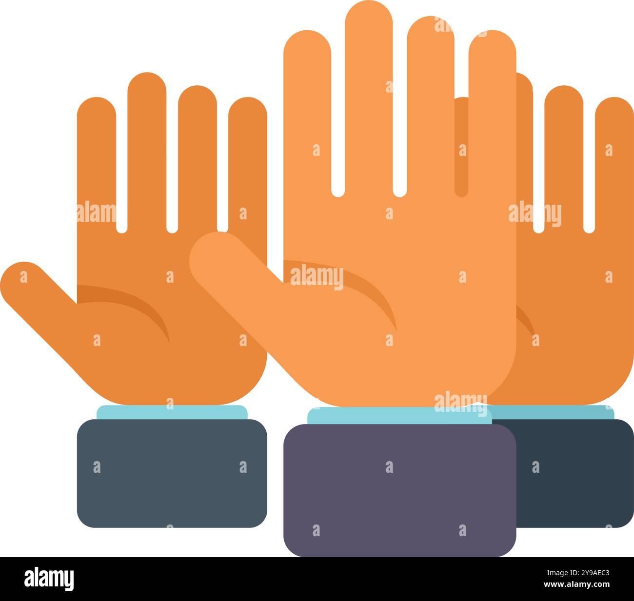 Team work three human hands Stock Vector Images - Alamy