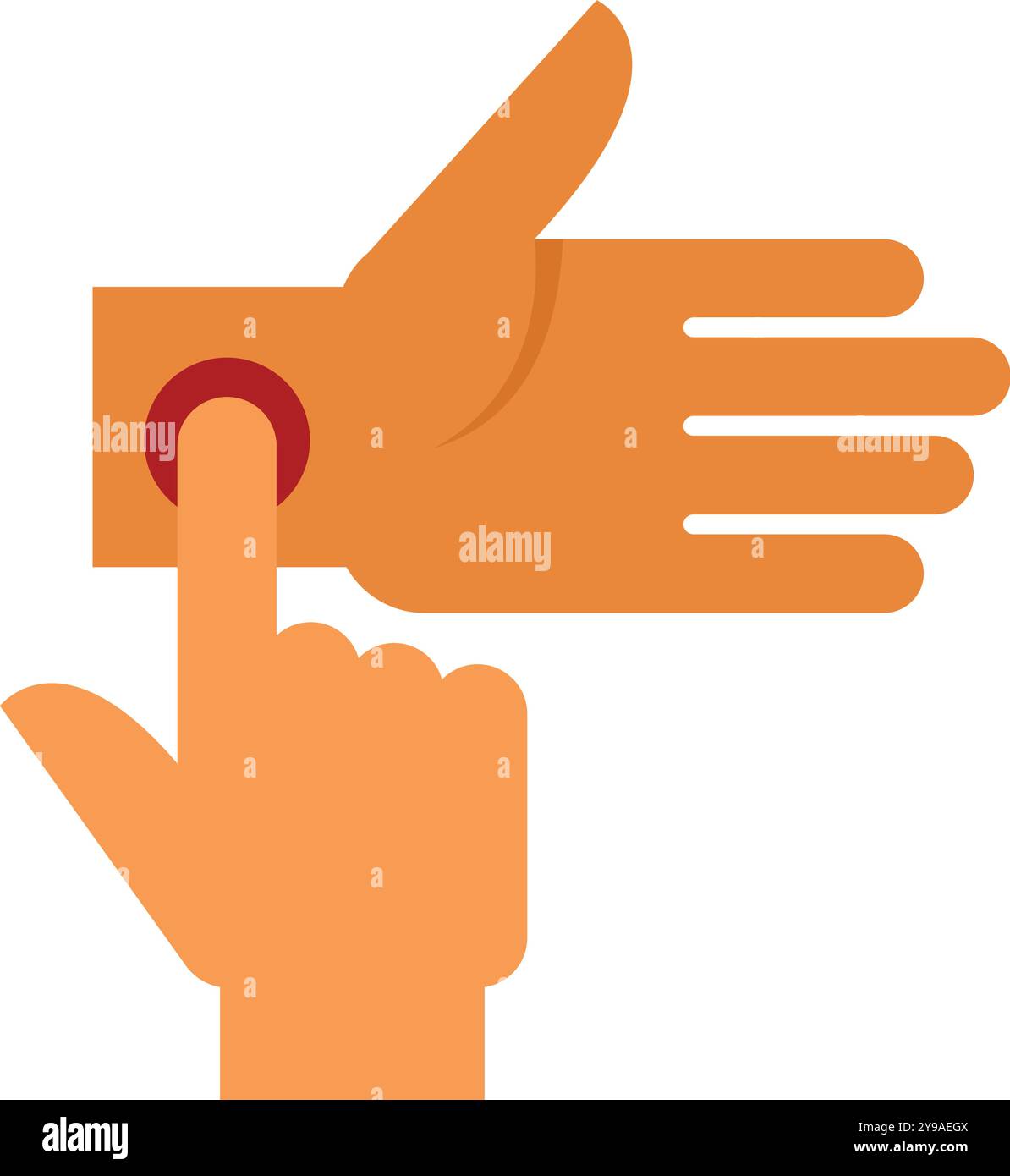 Illustration of a hand checking pulse with two fingers on white ...