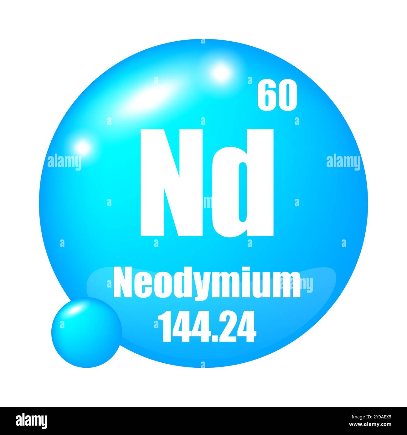 Neodymium icon. Nd chemical element. Atomic number 60. Mass 144.24 ...