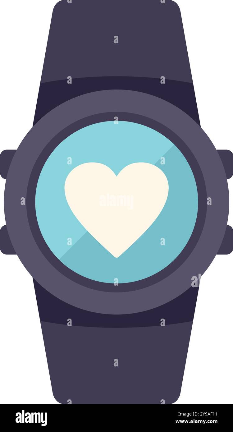 Smartwatch displaying heart rate icon on screen, indicating health and ...