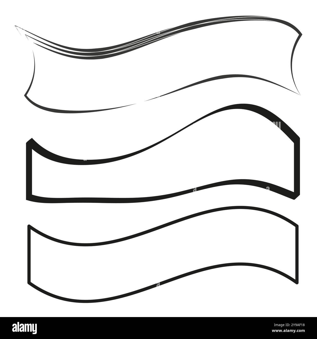 Wavy ribbon icon. Curved lines symbol. Flowing shape vector. Abstract ...