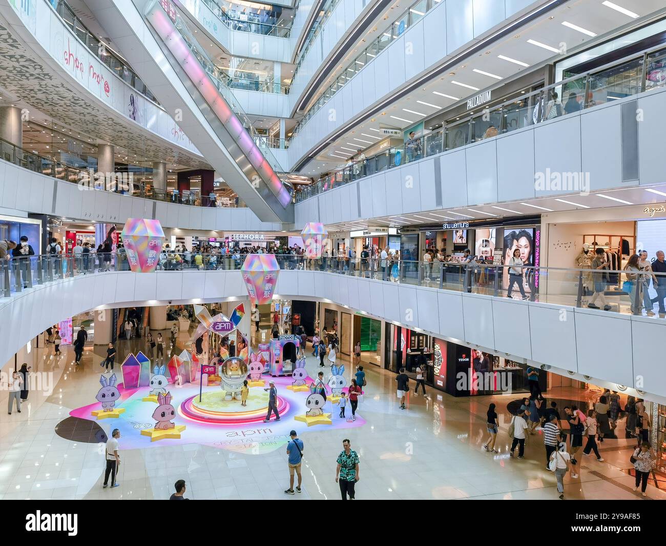 Hong Kong, China, October 08, 2024: A bustling shopping mall in Hong Kong, China, with an ...