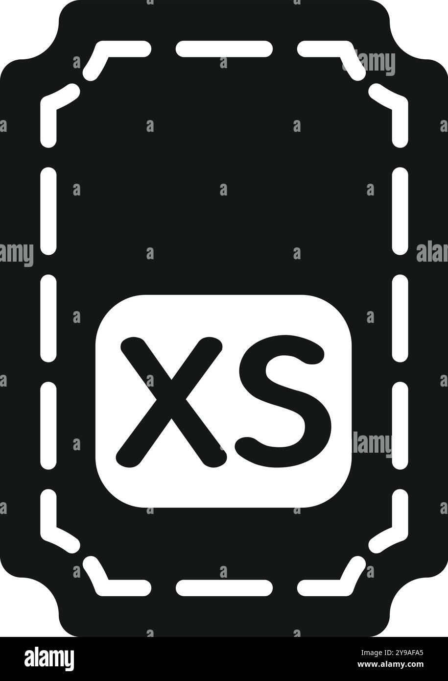 Simple vector icon of a clothing tag with the inscription xs ...