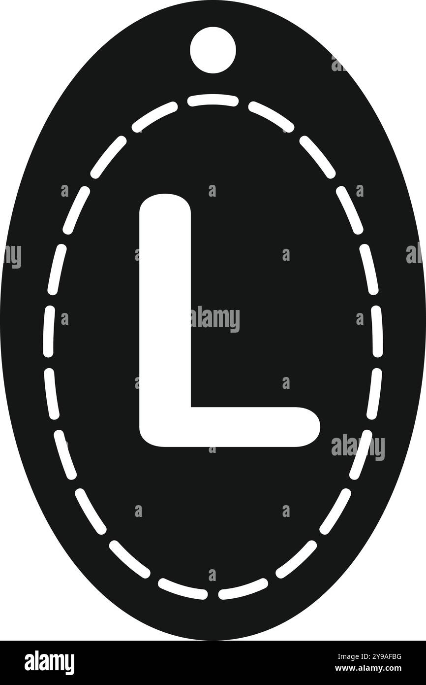 Black oval tag with letter l icon in simple style on a white background ...