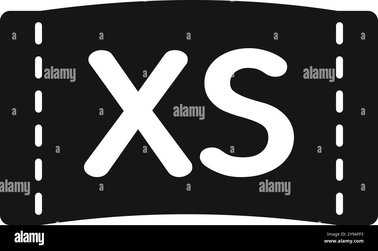 Black clothing label with xs size sign showing is isolated on white ...