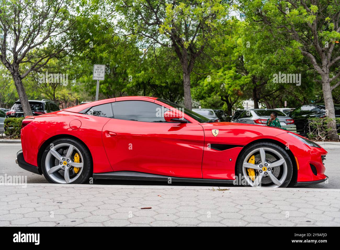 Miami Beach, Florida USA - June 10, 2024: 2019 Ferrari Portofino red in ...