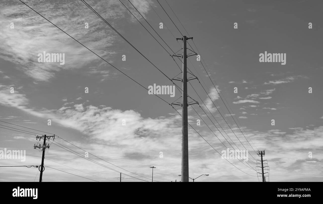 electricity power lines. pylon producing energy. voltage transmission ...