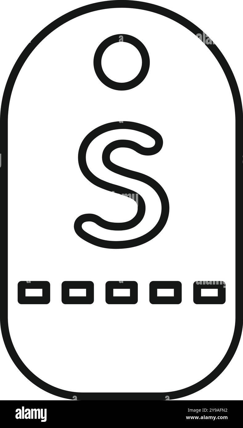 Tag with letter s for small size icon outline vector, clothes label ...