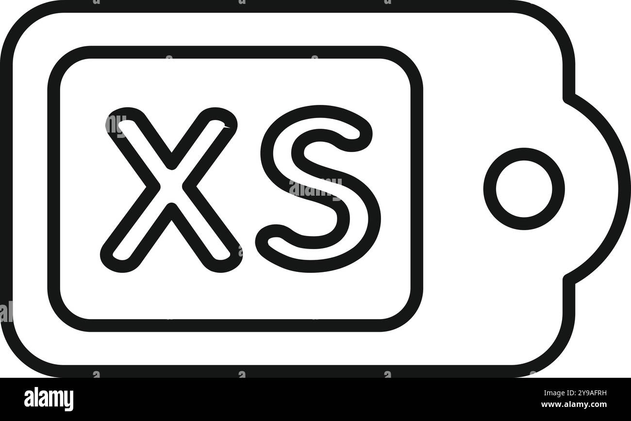 Simple black thin line extra small size clothing tag icon vector ...