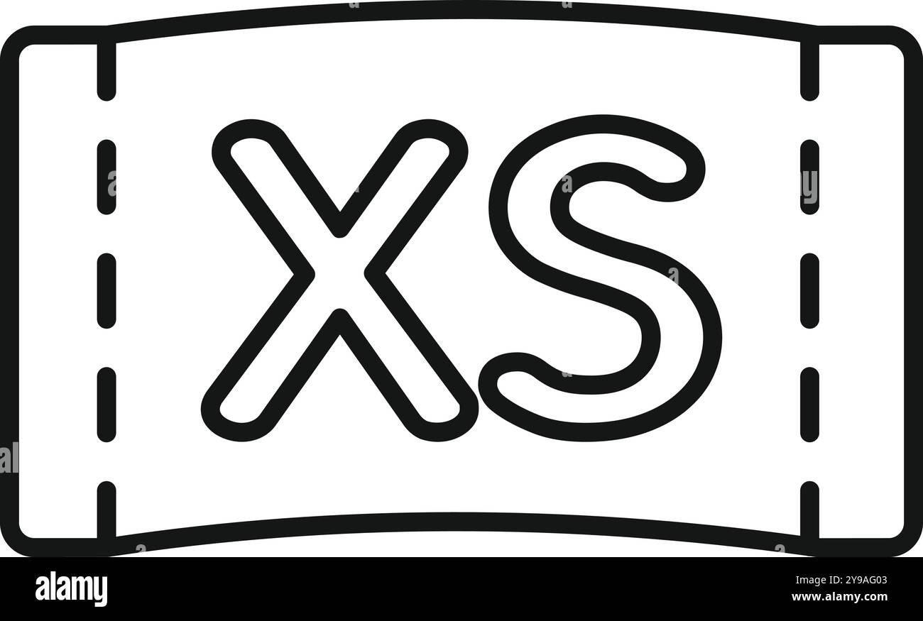 Clothes label showing extra small size, simple black thin line icon ...