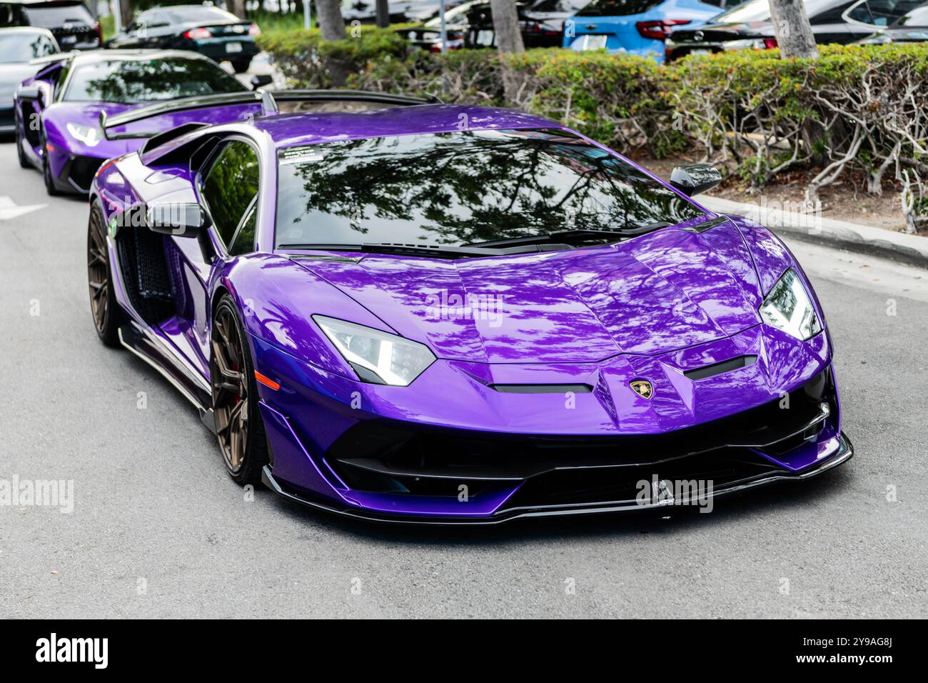 Miami Beach, Florida USA - June 8, 2024: 2021 lamborghini Aventador SVJ ...