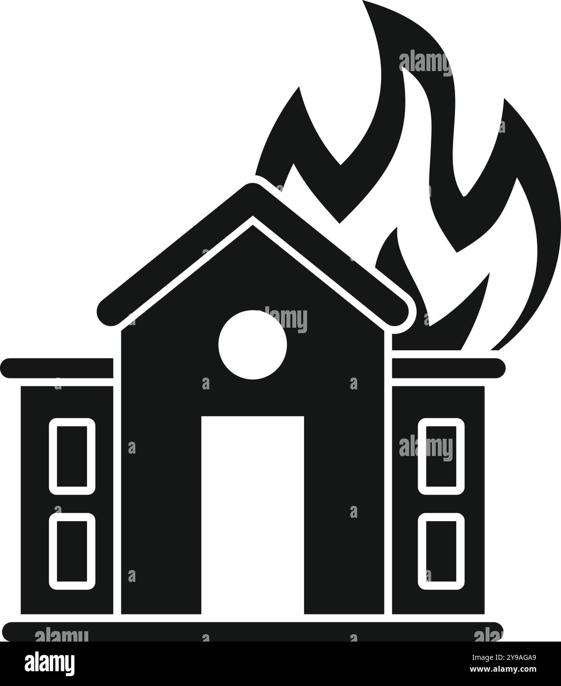 Simple icon of a house on fire with large flames Stock Vector Image ...