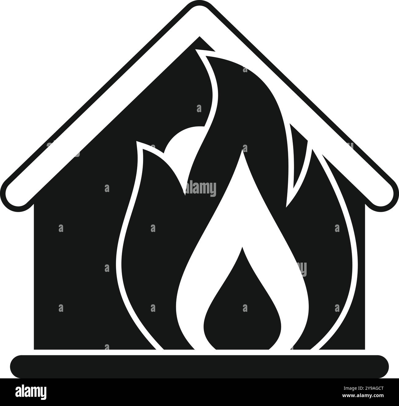 Simple vector icon of a house being consumed by flames Stock Vector ...