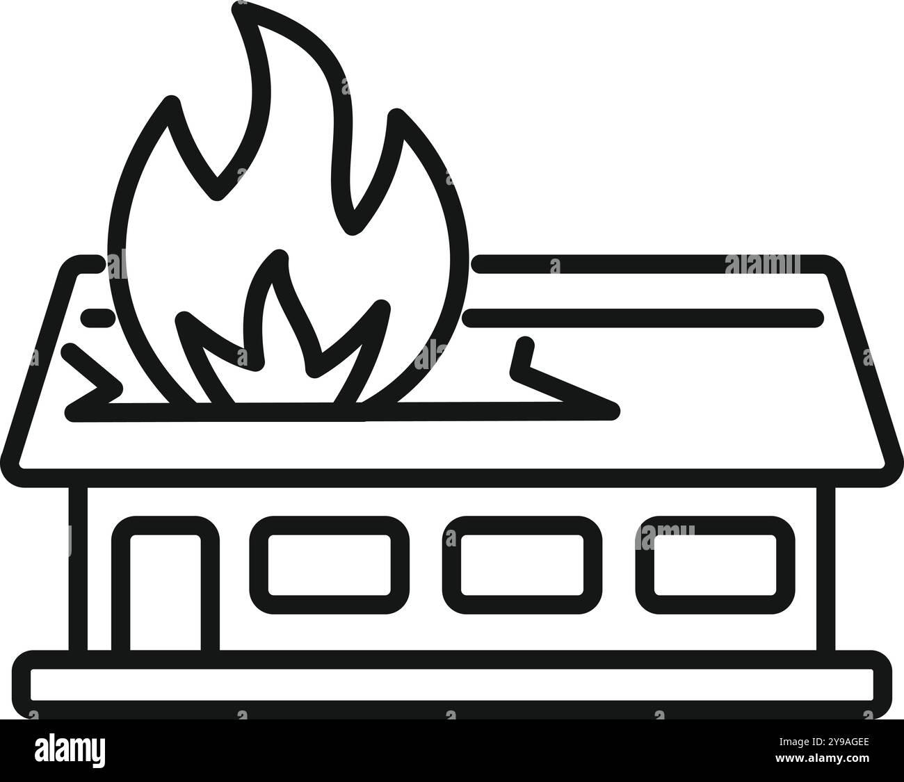 Simple vector of a house with flames erupting from its roof ...