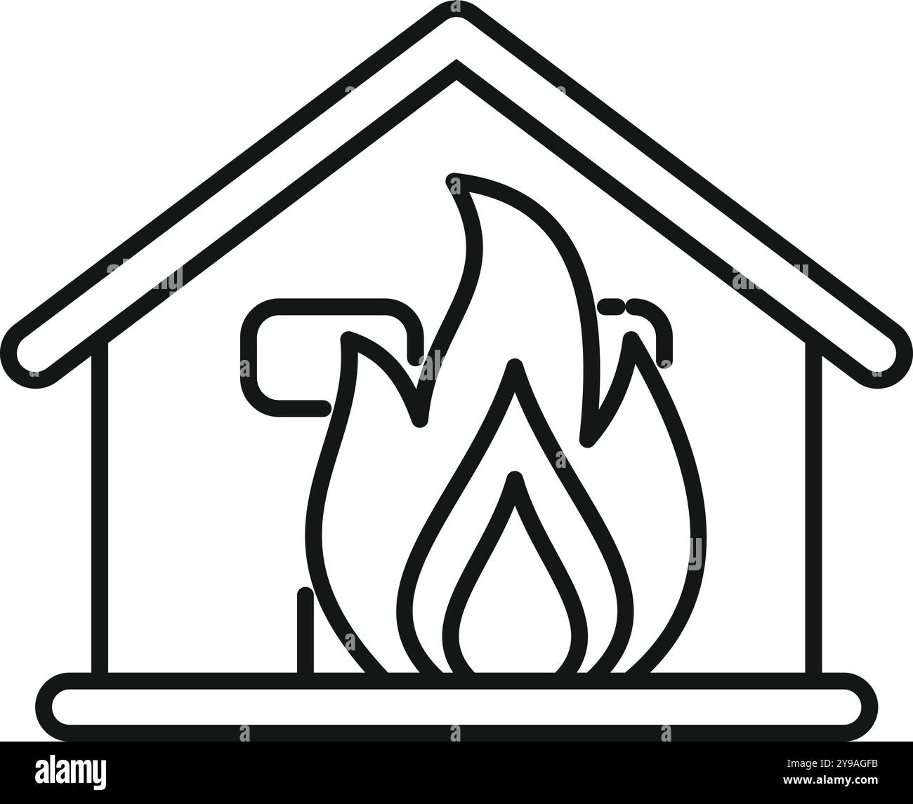 Simple outline house fire icon concept for web design, mobile app ...