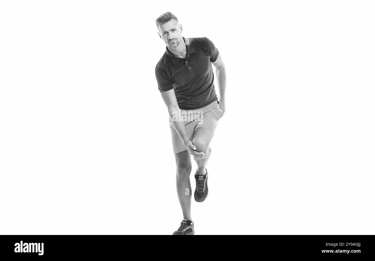 soccer player man hold knee after sport injury. man athlete in pain of ...