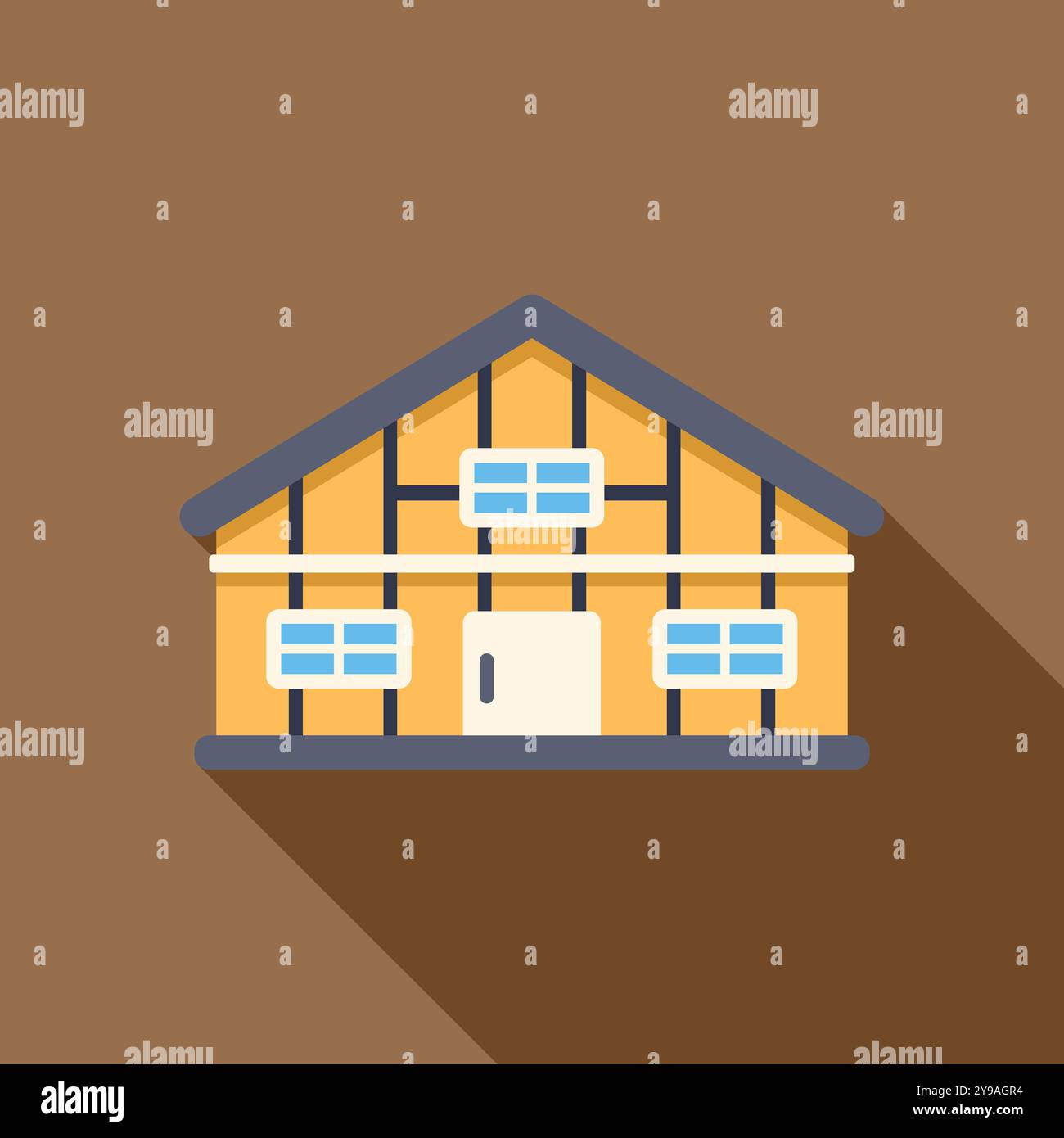 Simple vector illustration of a wooden house structure with long shadow ...