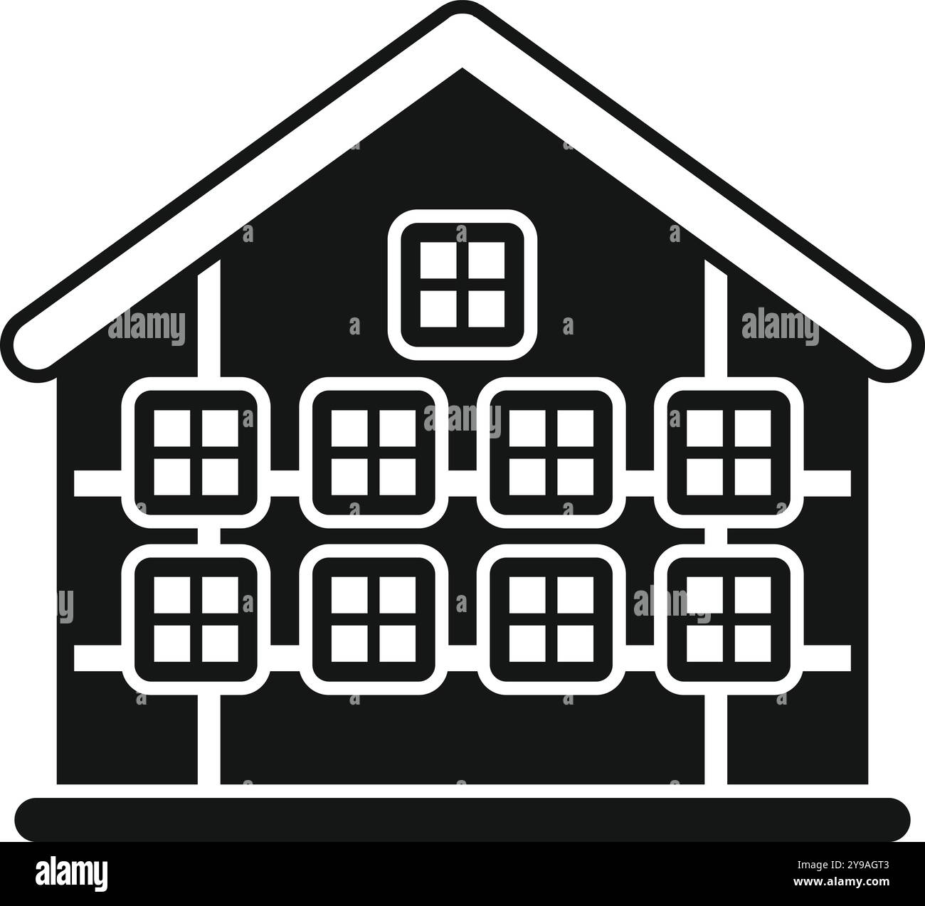 Black and white silhouette of a modern house using renewable energy ...