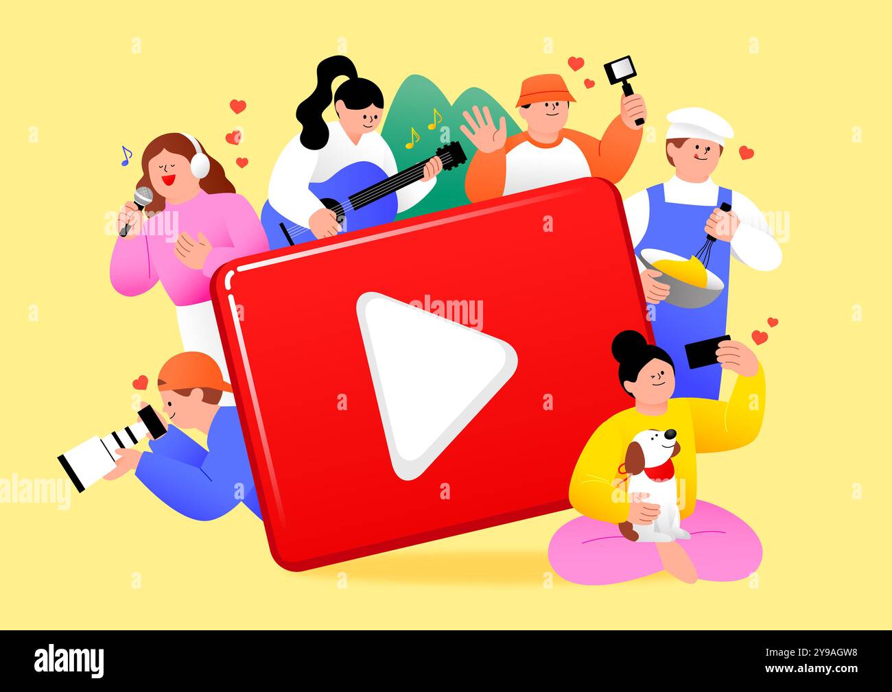 Media content creator illustration with YouTube creators around the ...