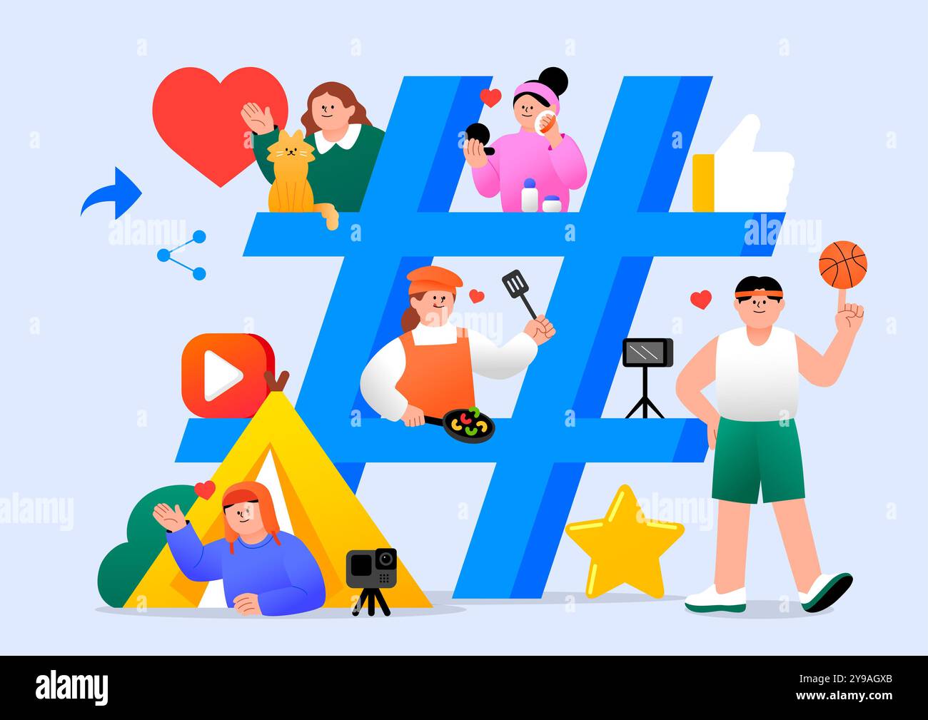 Media content creator illustration showing various YouTuber creators ...