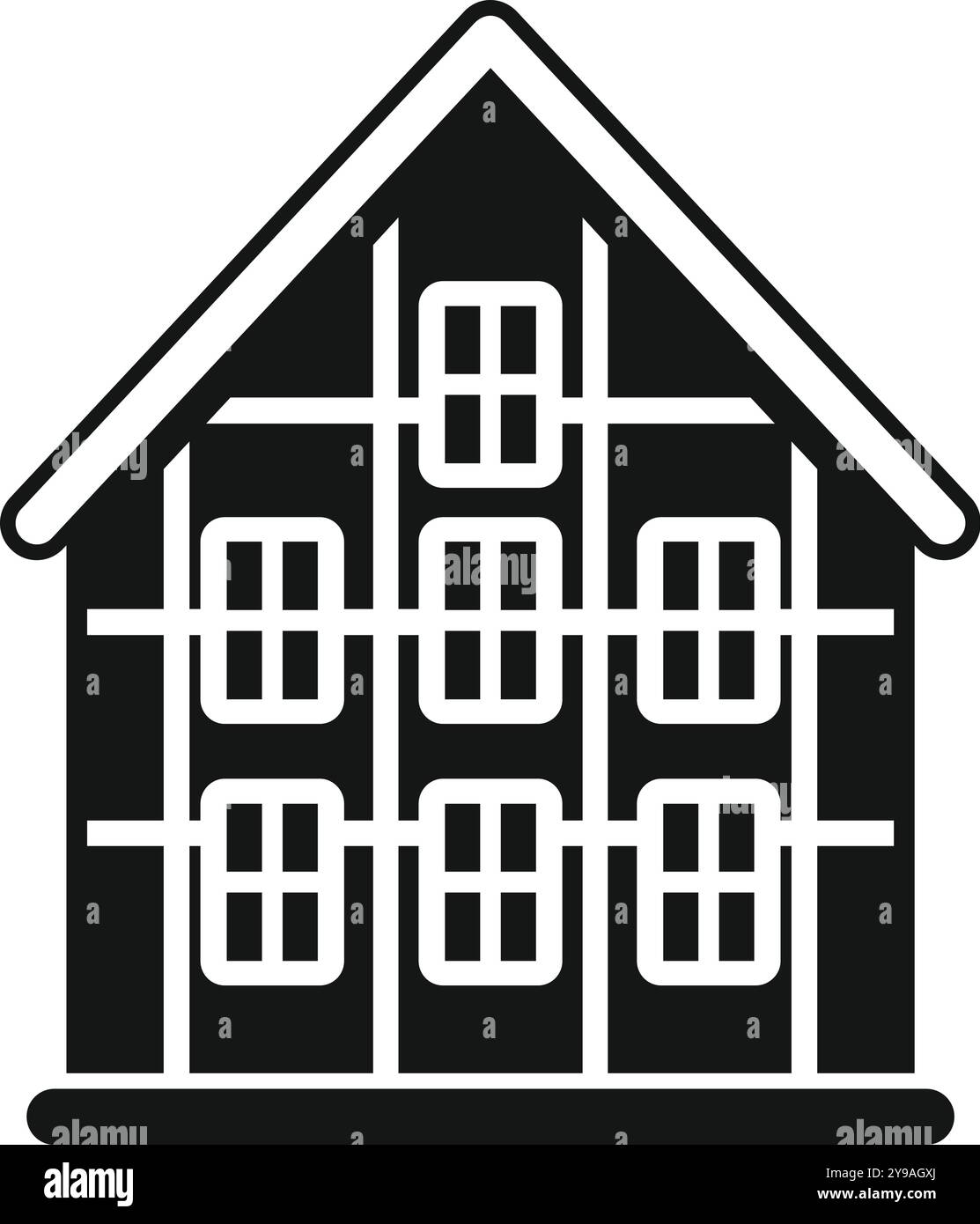 Traditional half timbered house icon in simple style isolated on white ...
