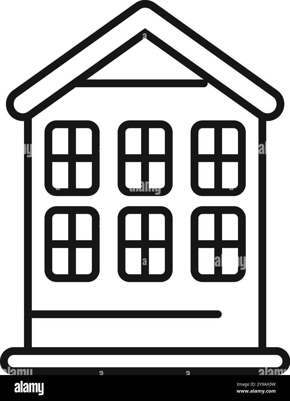 Simple line drawing of a building featuring a sloped roof and a first ...