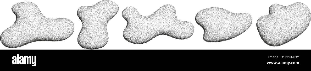 3d irregular shapes, abstract fluid halftone elements, organic liquid ...