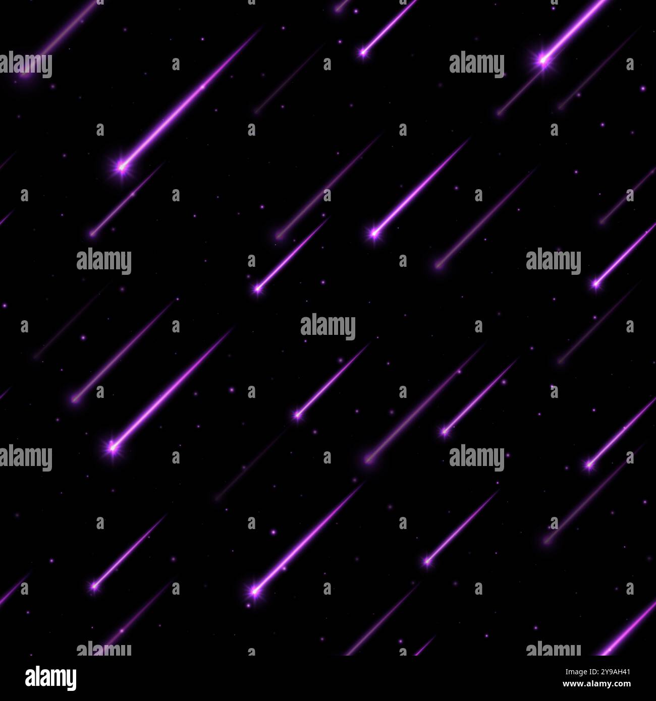 Meteor rain seamless pattern, shooting stars background. Bright ...