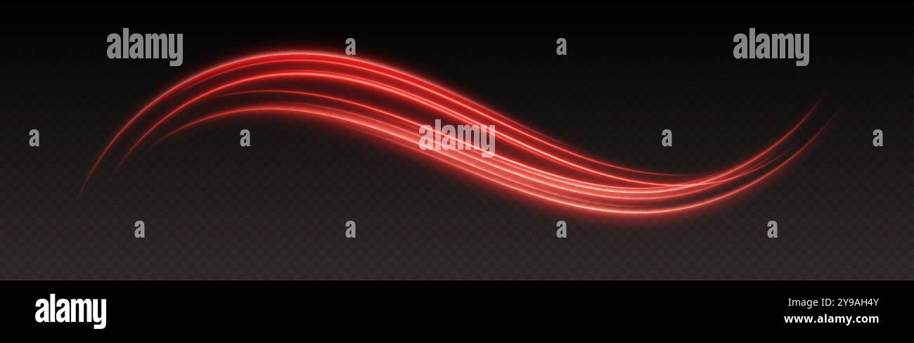 Glowing red light swirl with smooth, flowing curves. Light effect in ...