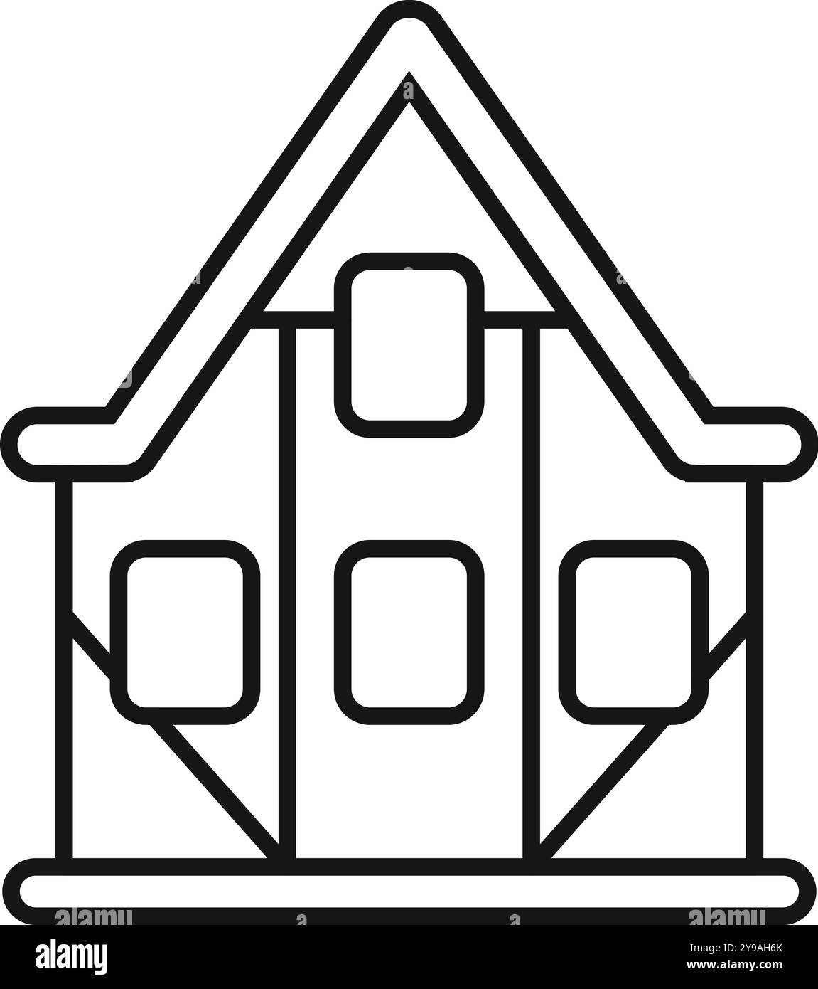 Simple linear vector of a canal house facade with its characteristic ...