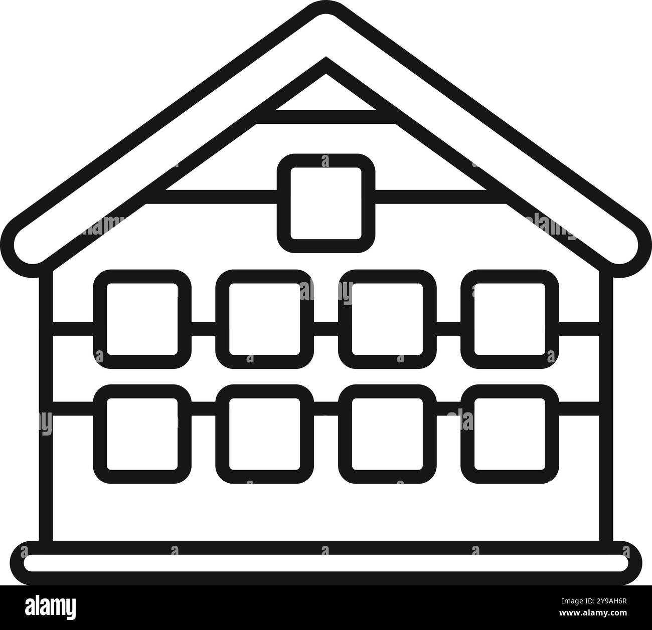 Line drawing of an eco house with solar panels providing green energy ...
