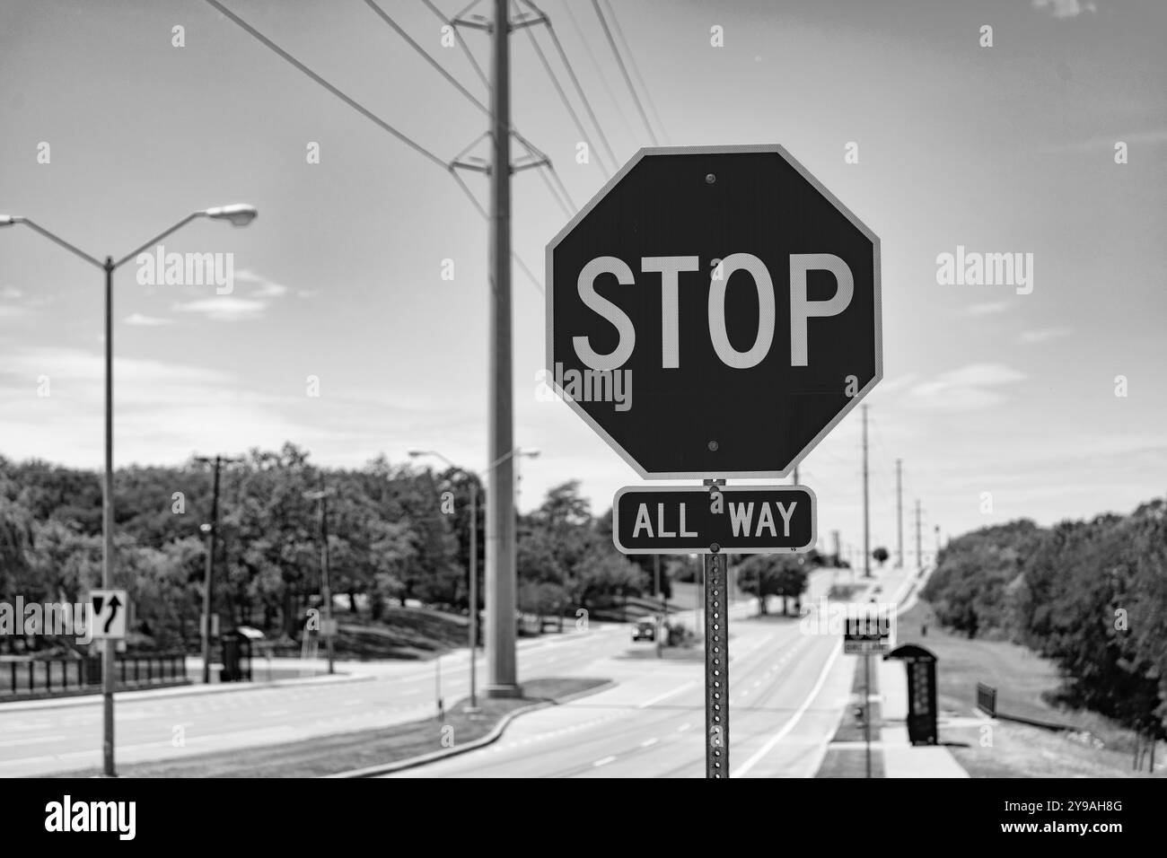 stop all way. road sign of all way stop. caution red roadsign ...