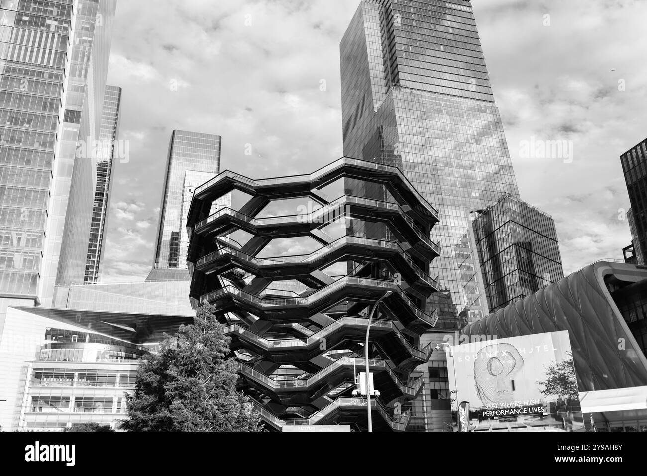 New York City, USA - July 23, 2023: Sculpture structure The Vessel ...