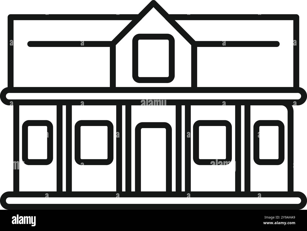 Simple vector of a university building facade with columns and windows ...