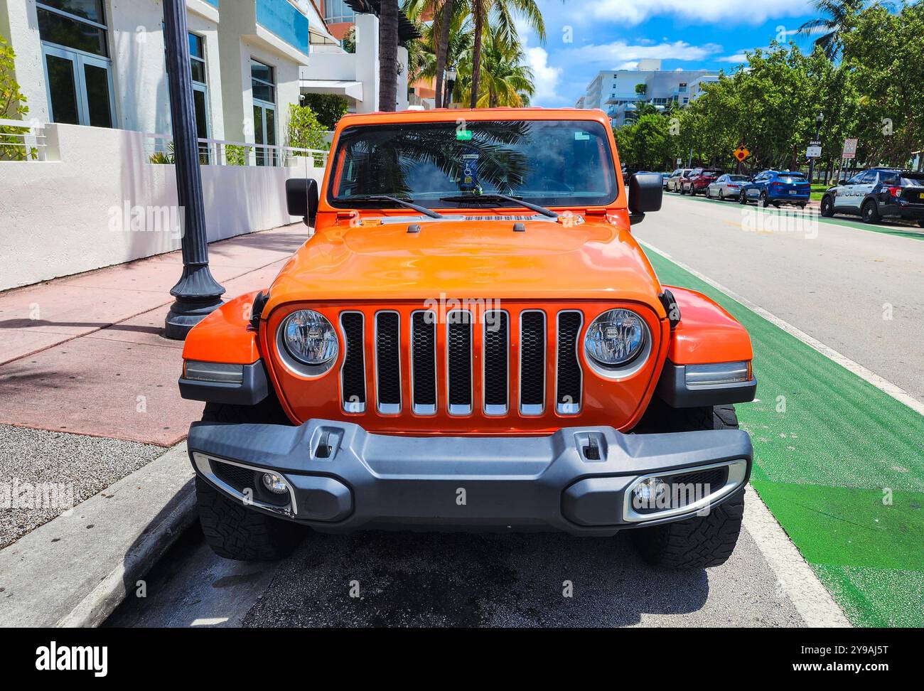 Miami Beach, Florida USA - June 8, 2024: 2018 Jeep Wrangler Unlimited ...