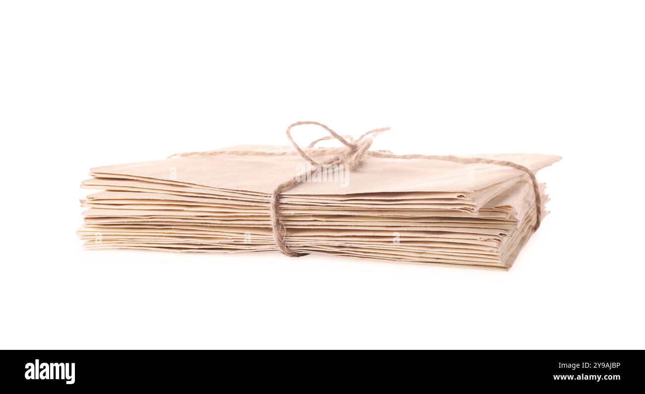 Stack of old letters isolated on white Stock Photo - Alamy