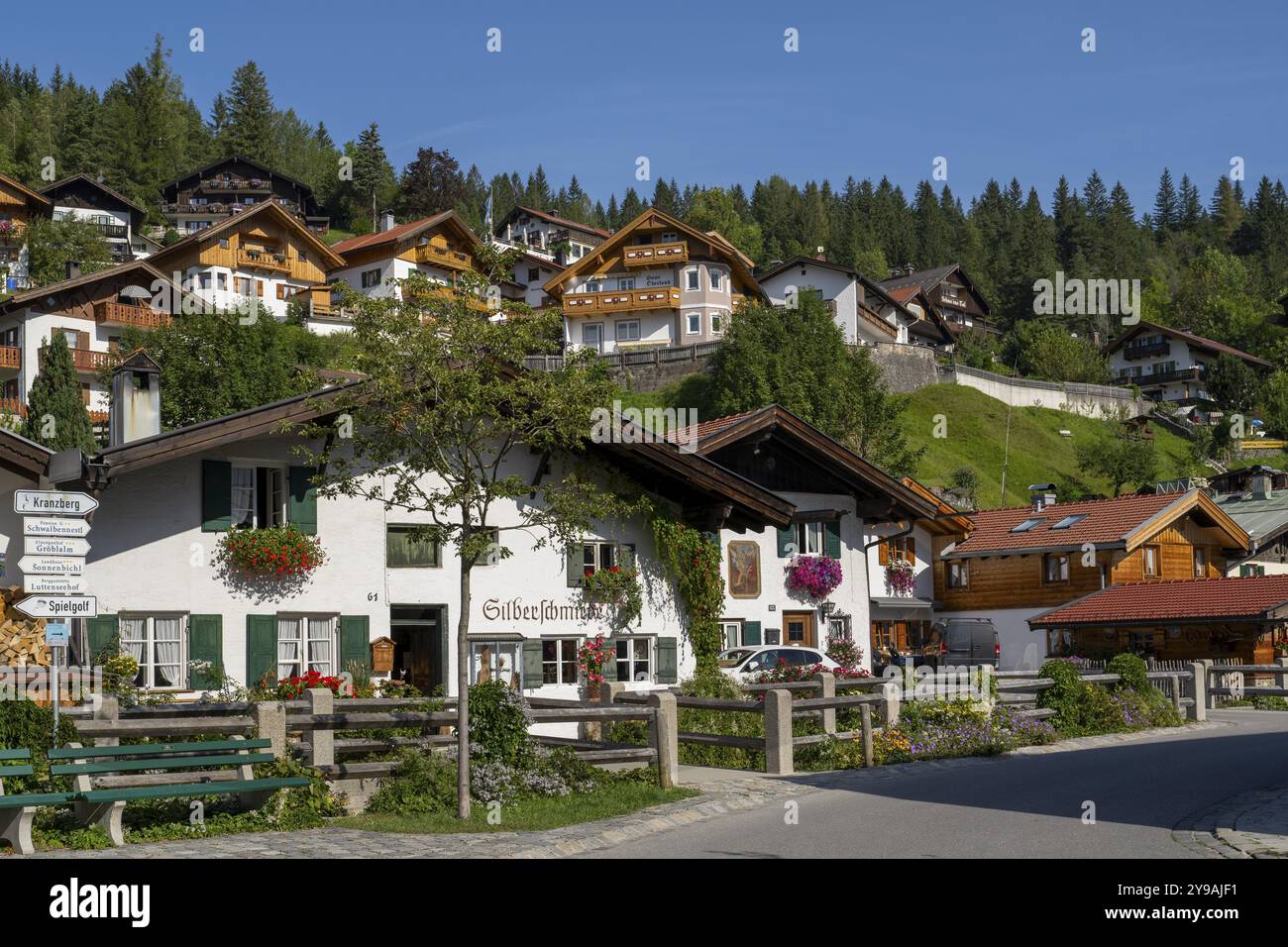 Typical Bavarian houses, Im Gries, Mittenwald, Werdenfelser Land, Upper ...