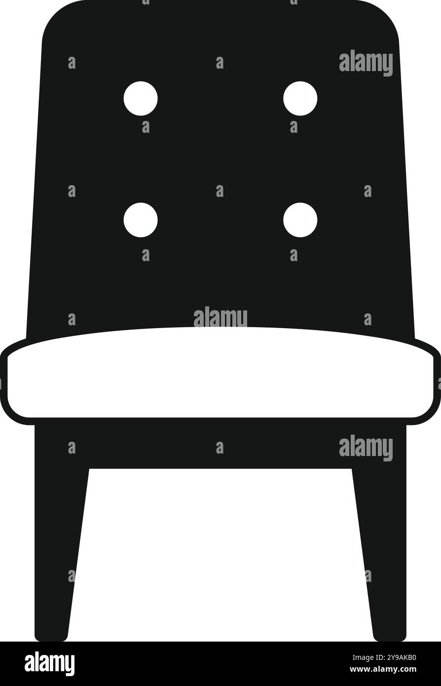 Simple black chair with soft seat standing on white background, front ...