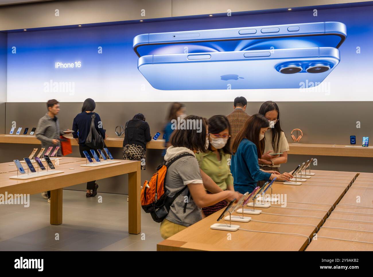 The new Apple iPhone 16 at the central Apple store, Hong Kong, China ...