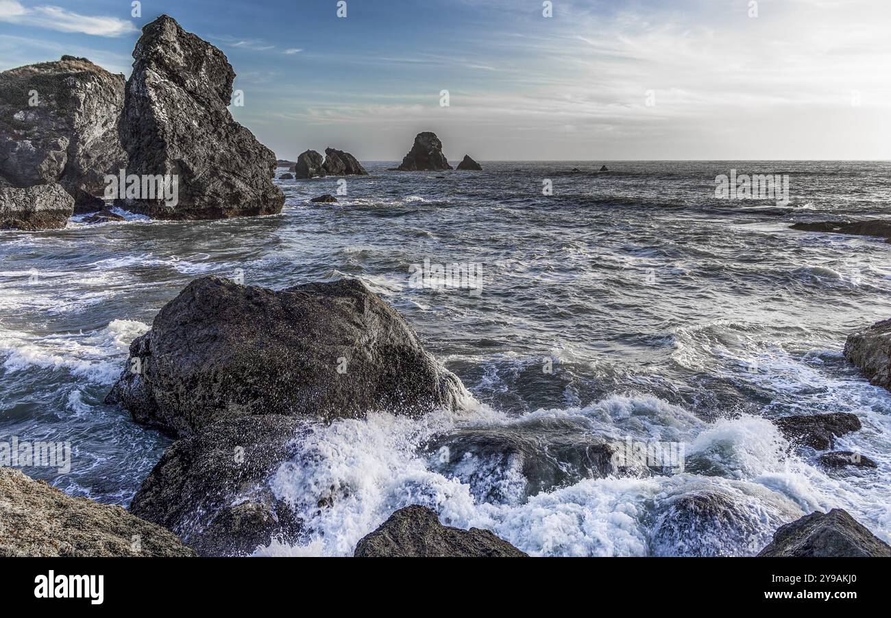 Waves Crashing on a Rocky Coast, Color Image, Landscape Stock Photo - Alamy