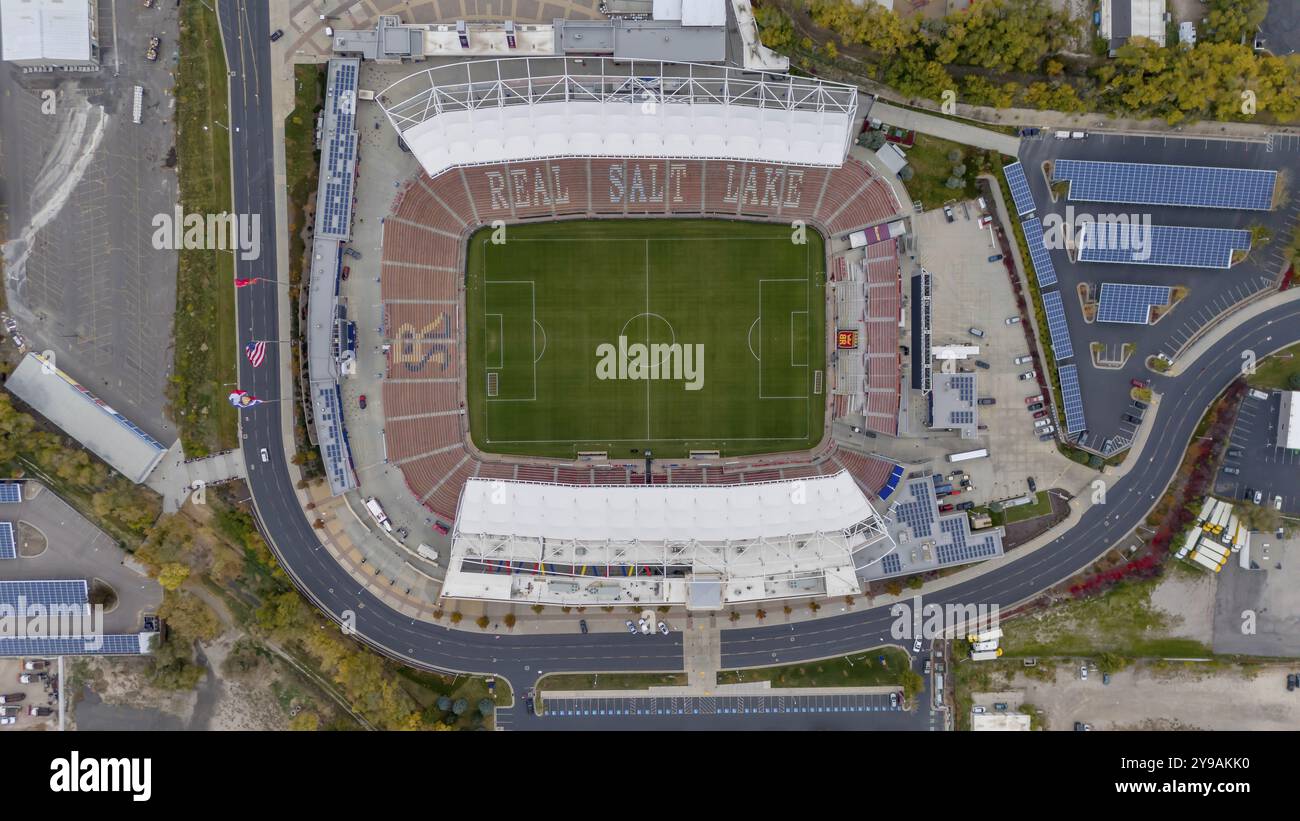 Aerial view of America First Field, home of the Real Salt Lake and ...