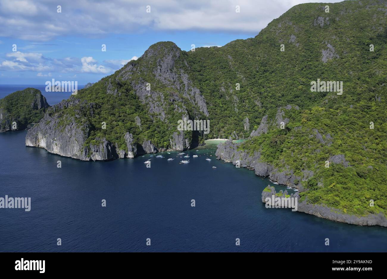 Aerial view of tropical Philippines island. White sand beach, rocks ...